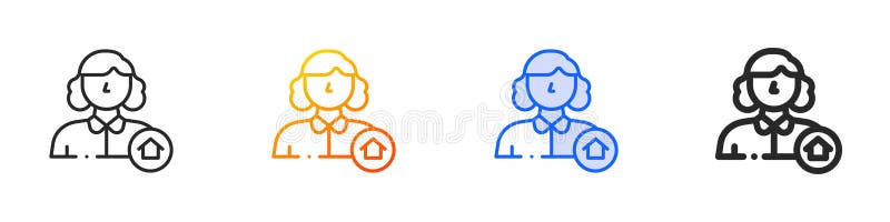 Agent Icon.Thin Linear, Gradient, Blue Stroke and Bold Style Design ...