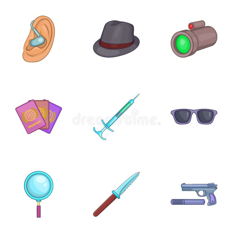 Agent Icons Set, Cartoon Style Stock Vector - Illustration of design ...