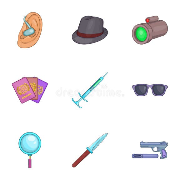 Agent Icons Set, Cartoon Style Stock Vector - Illustration of design ...
