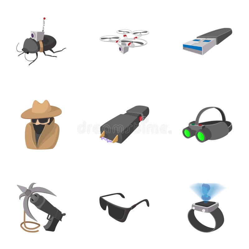 Agent Icons Set, Cartoon Style Stock Vector - Illustration of ...