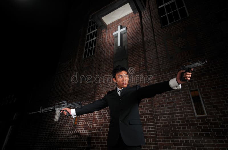 Agent/ Killer Pointing Guns Towards Target Stock Image - Image of ...