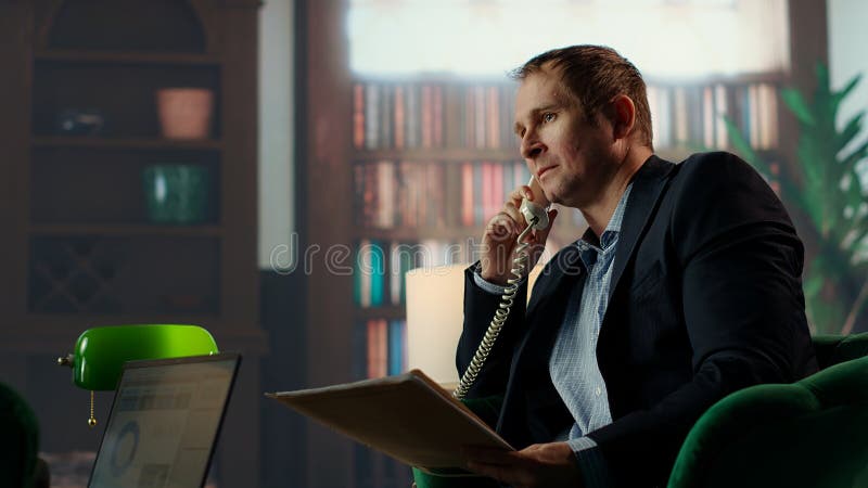 Agent Secure Landline Phone Call Discussing Confidential Information ...