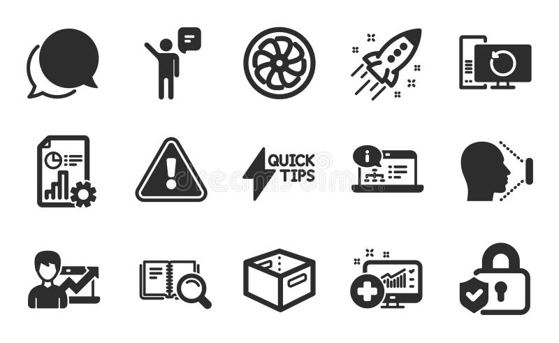 Agent, Startup Rocket and Face Id Icons Set. Success Business ...