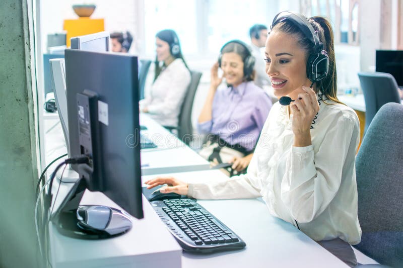 Agent Woman Communicating with Customer in Order To Resolve Issues that ...