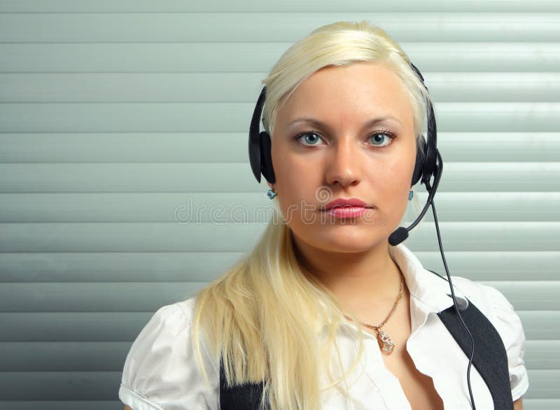 Brunette Telesales PC stock image. Image of friendly, consultation ...