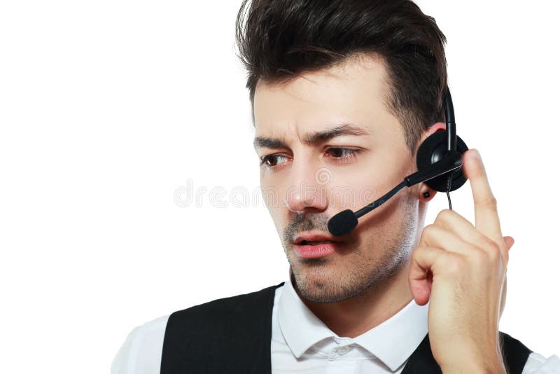 Agente di call-center fotografia stock. Immagine di serio - 68479464