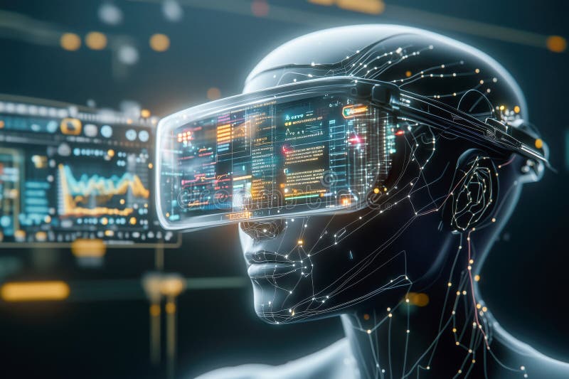 Agentic AI Futuristic Intelligence Data Projection Complex Analytics Stock Illustration ...