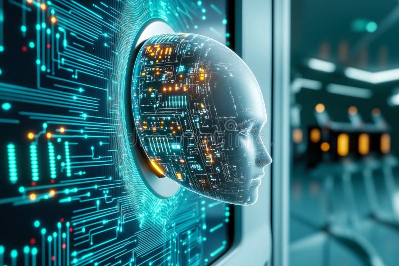 Agentic AI Face Digital Robotics Futuristic Machine Interface Stock ...