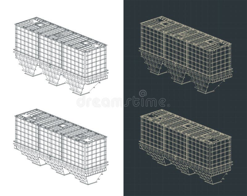 Aggregate Batchers and Bins Isometric Blueprints Illustrations Stock ...