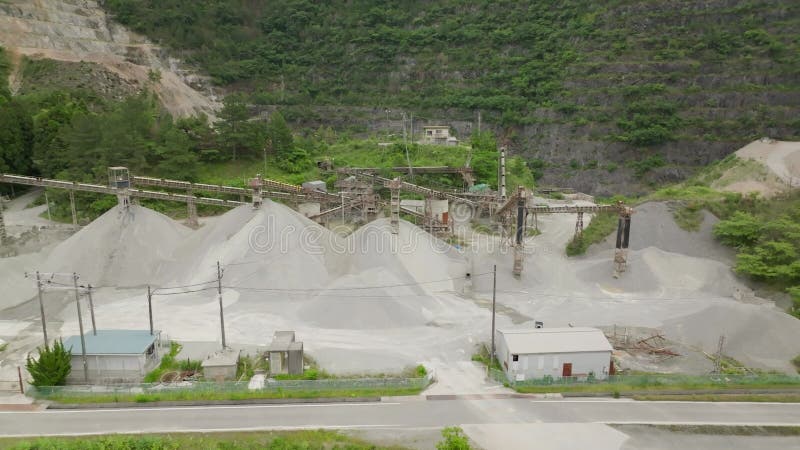 Aggregate Material Piles and Conveyor Equipment at Open Pit Mine Stock ...