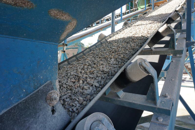 Aggregate Transportation by Conveyor Belt at Concrete Mixing Plant ...
