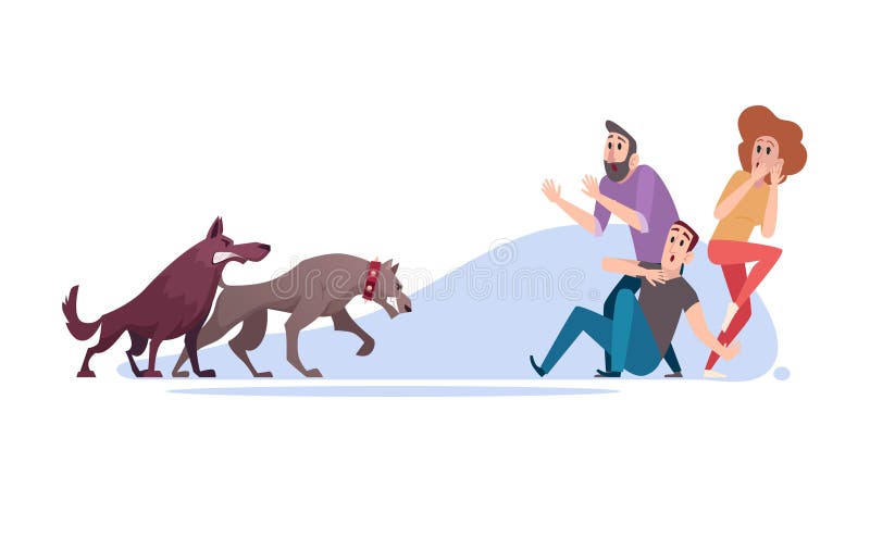 Aggresive Dog. People Get Scared Angry and Aggresive Animals Stock ...