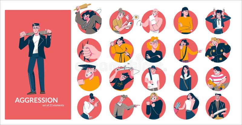 Human Aggression Flat Infographic Stock Vector - Illustration of ...