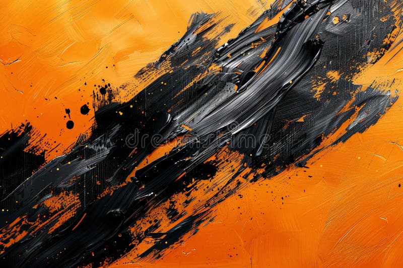 Aggressive Abstract Brushwork with Bold, Black Strokes on a Bright ...
