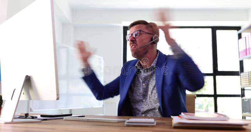Angry Aggressive Boss Yells at Employee in Office at Workplace Stock ...