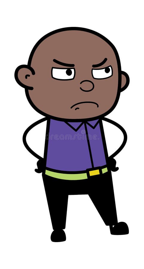 Aggressive Bald Black Man Cartoon Stock Illustration - Illustration of ...