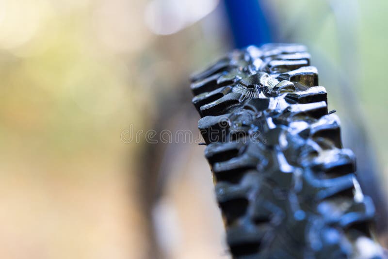 Aggressive Bicycle Off-road Rubber Tread Close-up. Stock Photo - Image ...