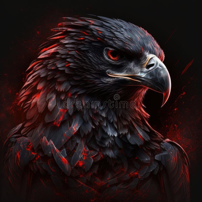 Aggressive Black and Red Eagle Generative AI Stock Illustration ...