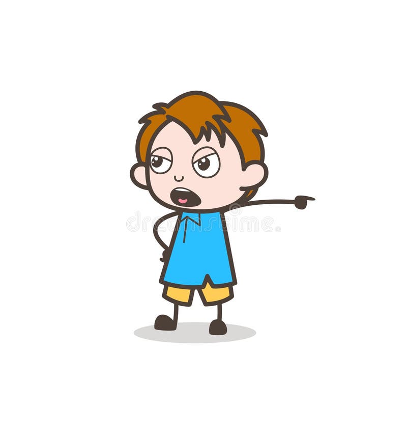 Aggressive Boy Shouting Expression - Cute Cartoon Kid Vector Stock ...