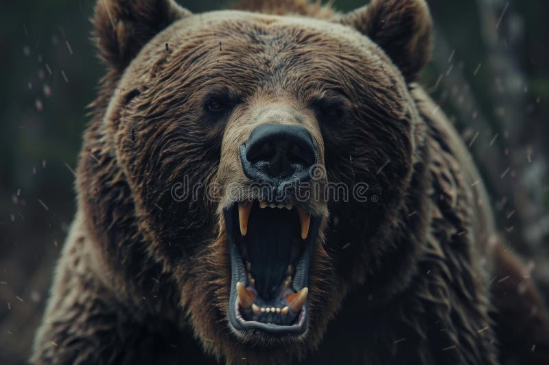 Aggressive Brown Bear Showing Teeth in Wilderness Stock Image - Image ...
