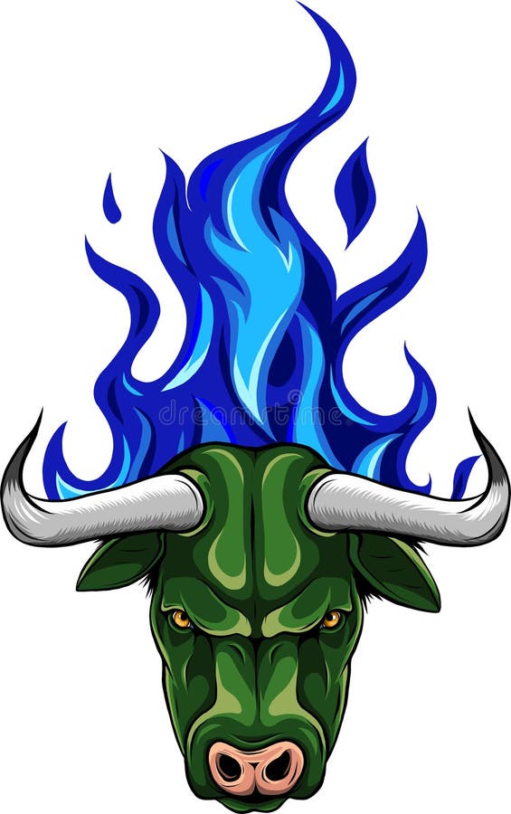Aggressive Bull with Fire on the Background Vector Illustration Design ...