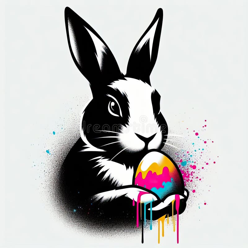 Aggressive Bunny Clutching Easter Egg Stock Illustration - Illustration ...