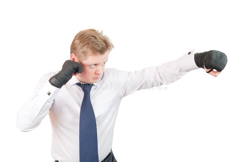 Business Man with Computer Hit by Boxing Glove Stock Photo - Image of ...