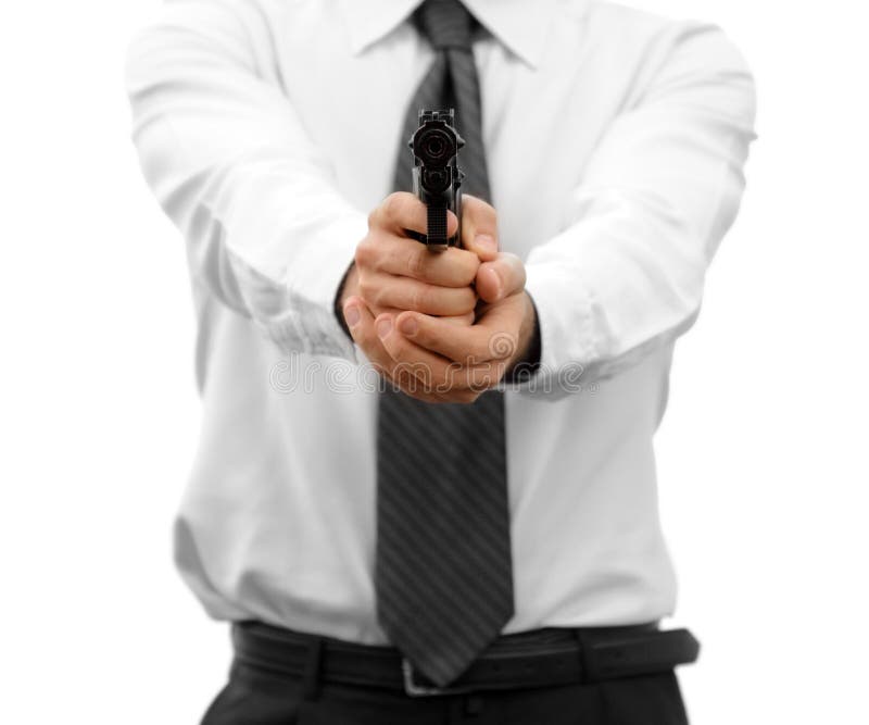 Aggressive Businessman With A Gun Stock Photo - Image of adult, weapon ...