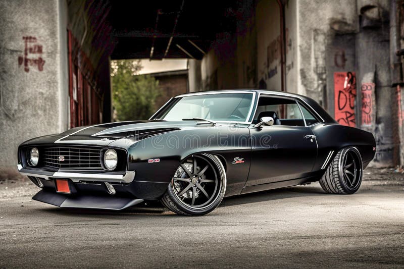 Aggressive 1969 Camaro in the License Plate RUTHLE, Generative AI Stock ...