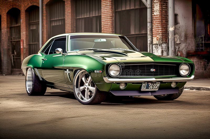 Aggressive 1969 Camaro in the License Plate RUTHLE, Generative AI Stock ...