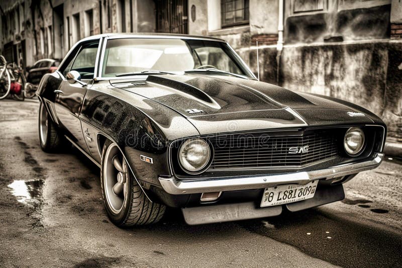 Aggressive 1969 Camaro in the License Plate RUTHLE, Generative AI Stock ...