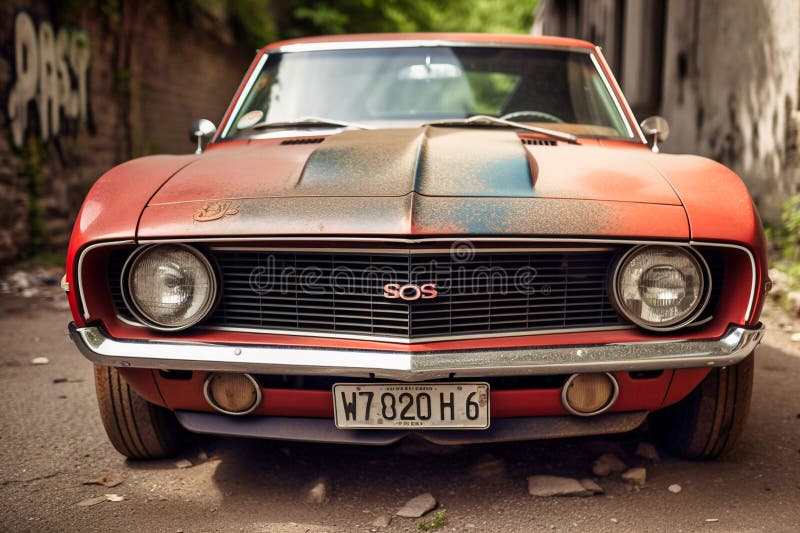Aggressive 1969 Camaro in the License Plate RUTHLE, Generative AI Stock ...