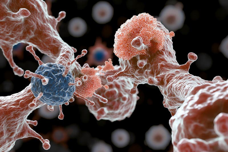 Aggressive Cancer Cells Attacking Human Cell Showcasing Intense Battle ...