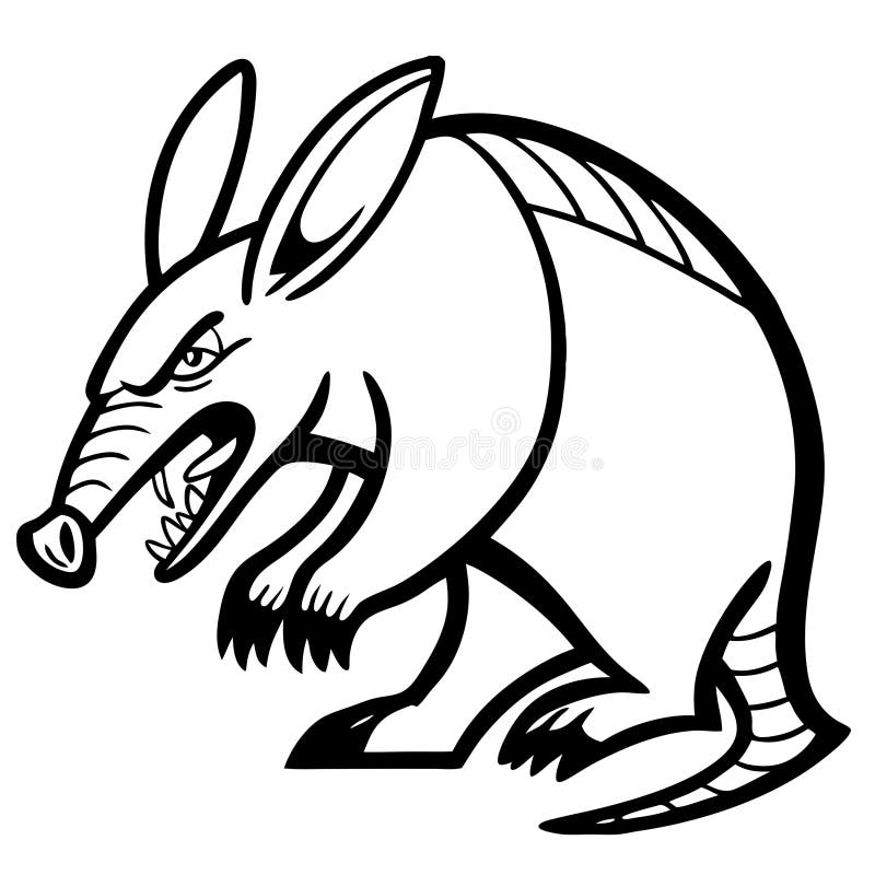 Aggressive Cartoon Style Armadillo with Exposed Teeth and Sharp Claws ...