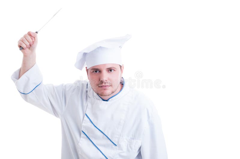 Aggressive Chef or Cook Holding a Big Knife Called Cleaver Stock Image ...