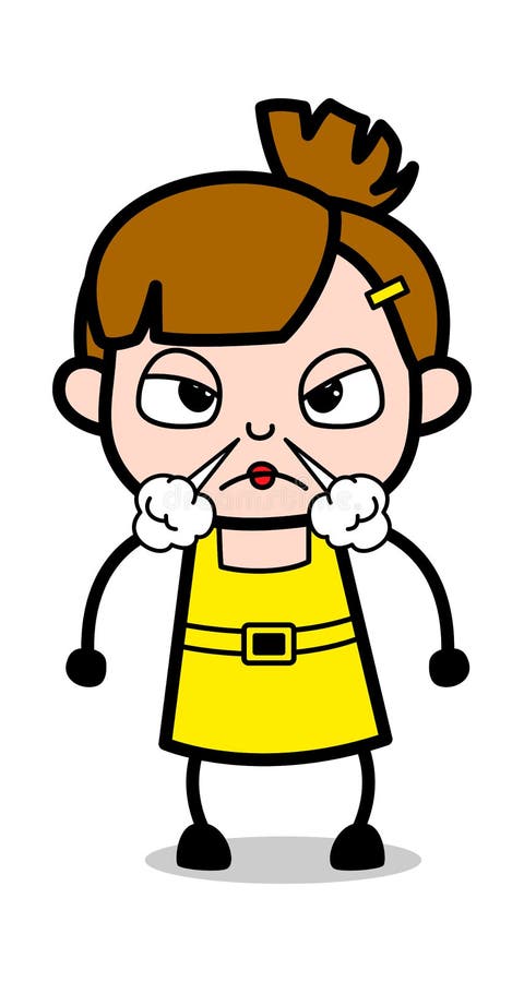 Aggressive - Cute Girl Cartoon Character Vector Illustration Stock ...