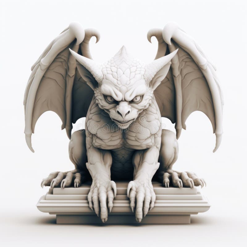 Aggressive 3d Gargoyle Statue with Cel Shaded Style Stock Illustration ...