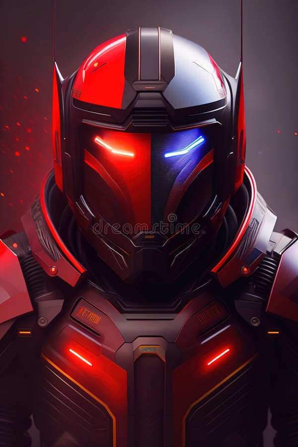 Aggressive Dangerous Robot Invader, Red and Black Colors, Ai Generated ...