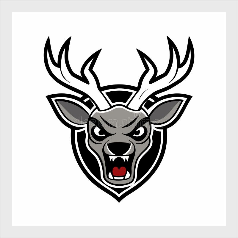 Aggressive Deer Logo Illustration Icon. Stock Vector - Illustration of ...