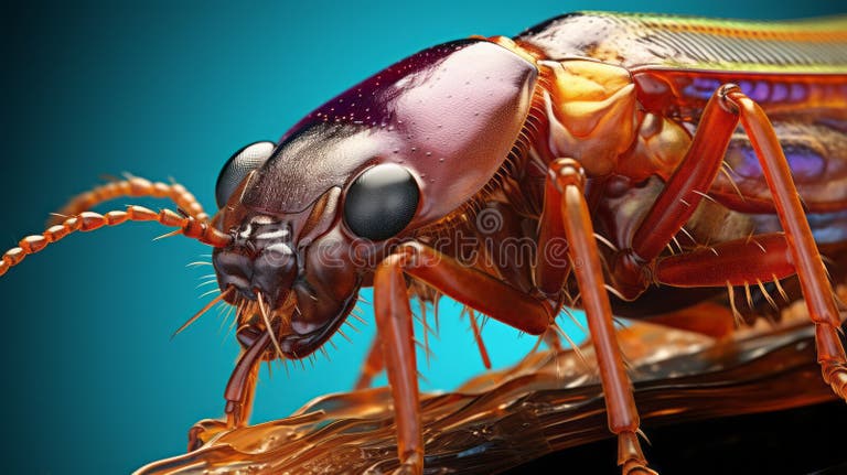 Aggressive Digital Illustration of a Cockroach Under the Microscope ...