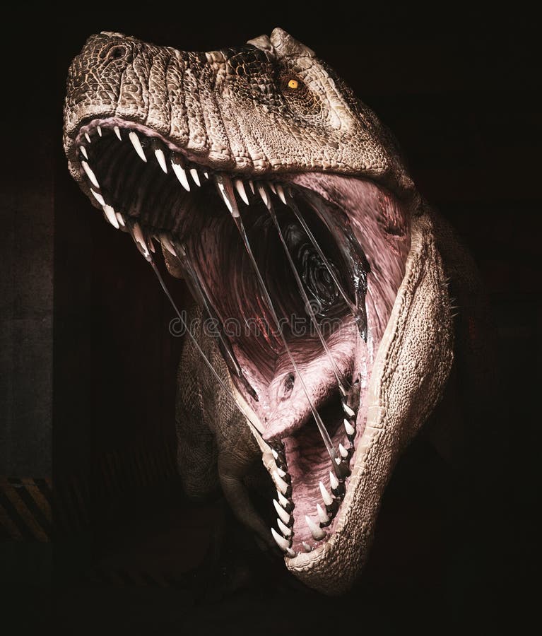 Aggressive Dinosaur in Restricted Area Stock Illustration ...