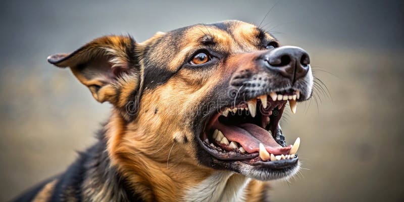 An Aggressive Dog Attacking Showing Its Teeth Generative AI Stock ...