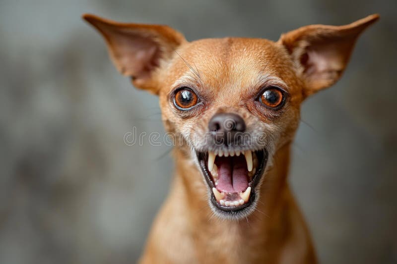 Aggressive Dog Baring Teeth and Growling Outdoors Stock Photo - Image ...