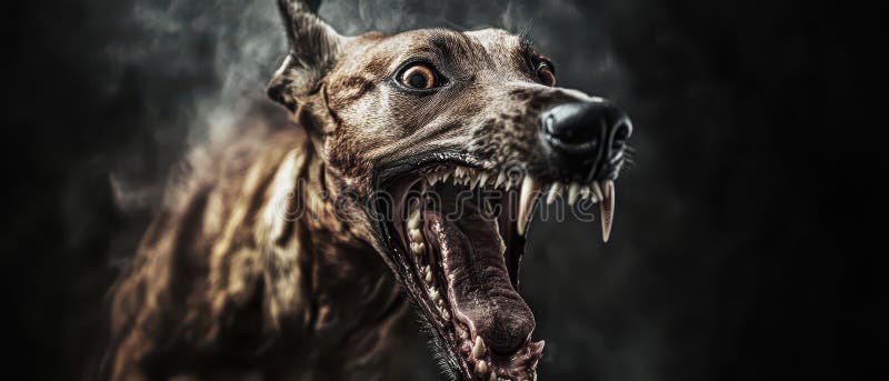 Aggressive Dog Barking in Dramatic Lighting Stock Photo - Image of ...