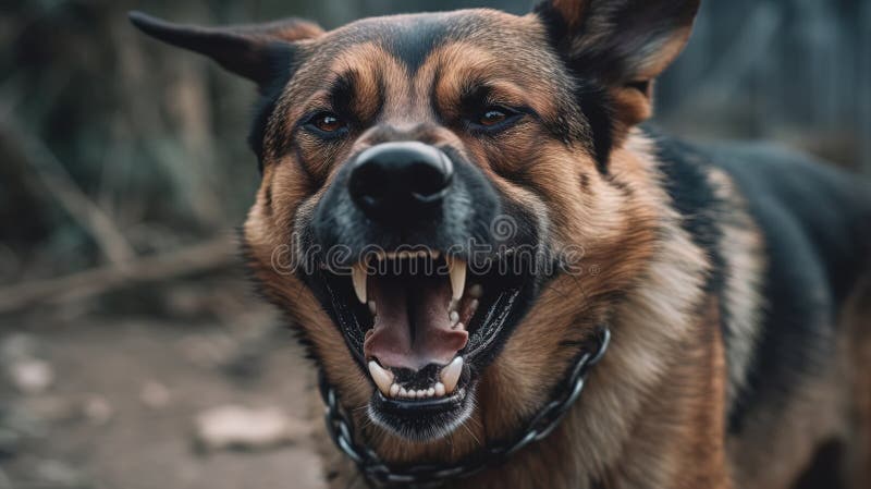 Aggressive Dog German Shepherd Growling and Shows Teeth Stock ...