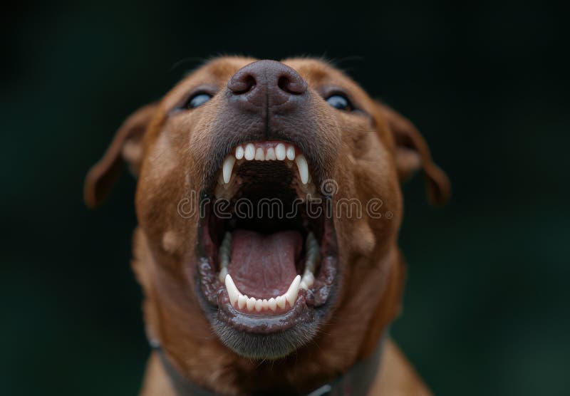 Aggressive Dog with Open Mouth and Sharp Teeth Stock Illustration ...