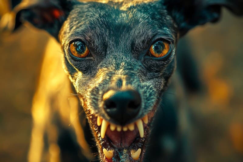 Aggressive Dog Showing Teeth and Growling in Close-up Stock Image ...