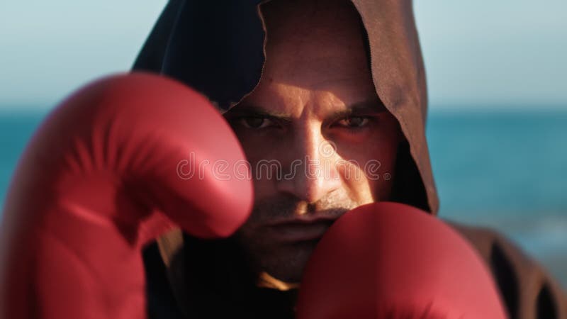 The Aggressive Eyes of a Boxer Monk Stock Video - Video of workout ...