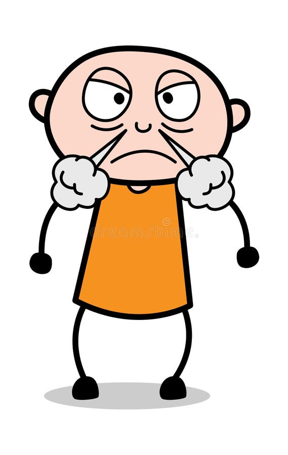 Aggressive Face with Steam from Nose - Cute Cartoon Fat Kid ...