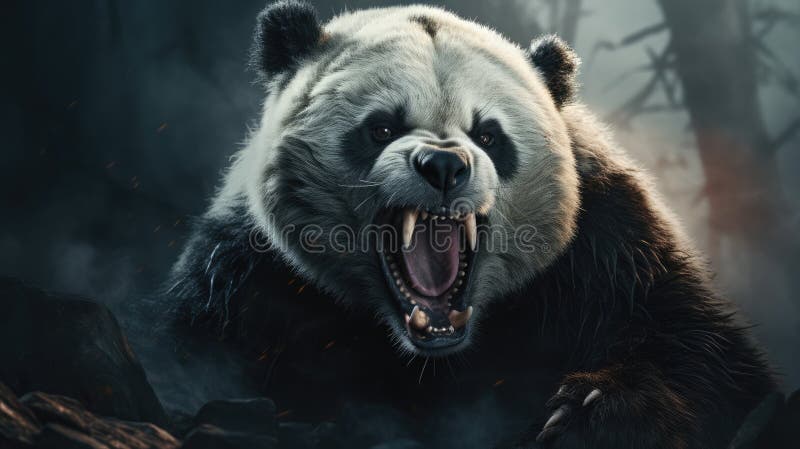 An Aggressive Ferocious Panda in Attack Mode Stock Illustration ...